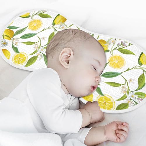 vvfelixl Muslin Burp Cloths Lemon Flowers Baby Washcloths for Baby Girl Boys 2 Pack White