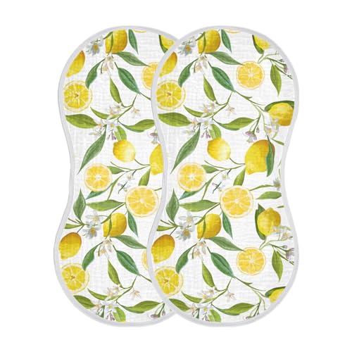 vvfelixl Muslin Burp Cloths Lemon Flowers Baby Washcloths for Baby Girl Boys 2 Pack White