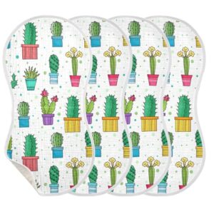 vvfelixl Lovely Green Cacti Burp Cloths for Baby Boy Girls Baby Washcloths Burp Rags 1 Pack