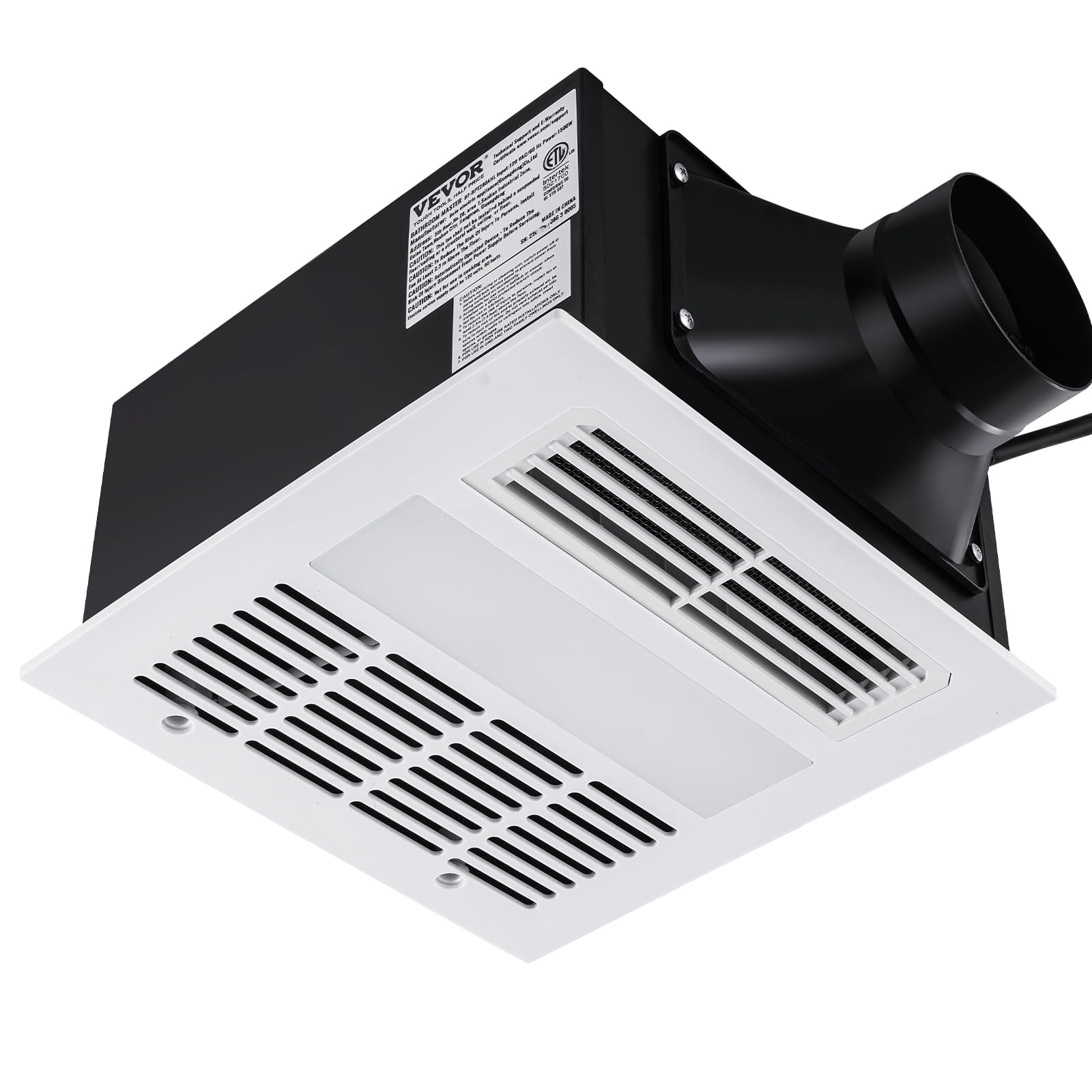 VEVOR Bathroom Exhaust Fan, 1500W Heating, 110 CFM High-Efficiency Ventilation, 1.5sones Low Noise Operation, Remote Control, Energy-Saving Bathroom Ceiling Fan, Attic Access Needed