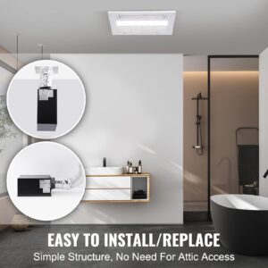 VEVOR Bathroom Exhaust Fan, 1500W Heating, 110 CFM High-Efficiency Ventilation, 1.5sones Low Noise Operation, Remote Control, Energy-Saving Bathroom Ceiling Fan, Attic Access Needed