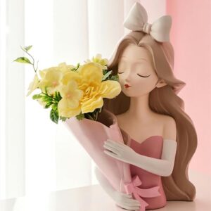 Girl Statue Home Decor Vase Resin Storage Tray Decoration Living Room Flower Vases Craft Living Room Decoration