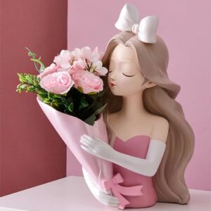 Girl Statue Home Decor Vase Resin Storage Tray Decoration Living Room Flower Vases Craft Living Room Decoration