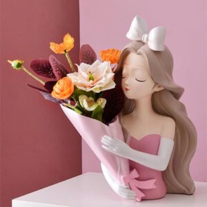 Girl Statue Home Decor Vase Resin Storage Tray Decoration Living Room Flower Vases Craft Living Room Decoration