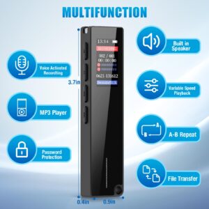 64GB Digital Voice Recorder with Playback, Dual-Microphone Noise Reduction, 30 Hours Audio Recorder, Voice Activated Recorder with MP3, Password, A-B Repeat, for Lectures, Classes, Meetings(n3)