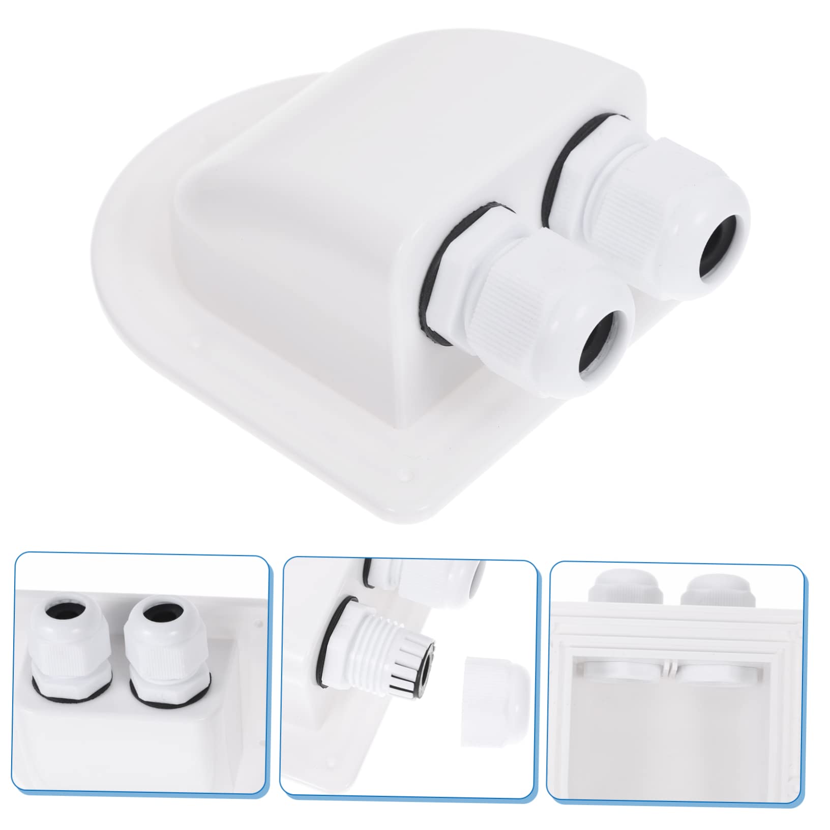 Yardwe 3pcs Dual Cable Entry Box Cable Gland Cable Entry Gland Holder Roof Wire Auto Wire Entry Gland Dual Holes Cable Entry Dual Hole Cable Entry Wire Cable Rv White Wiring Abs