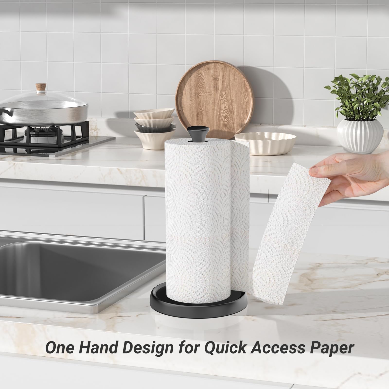 Swaitee Paper Towel Holder Under Cabinet, Easy Tear Black Paper Towel Holder