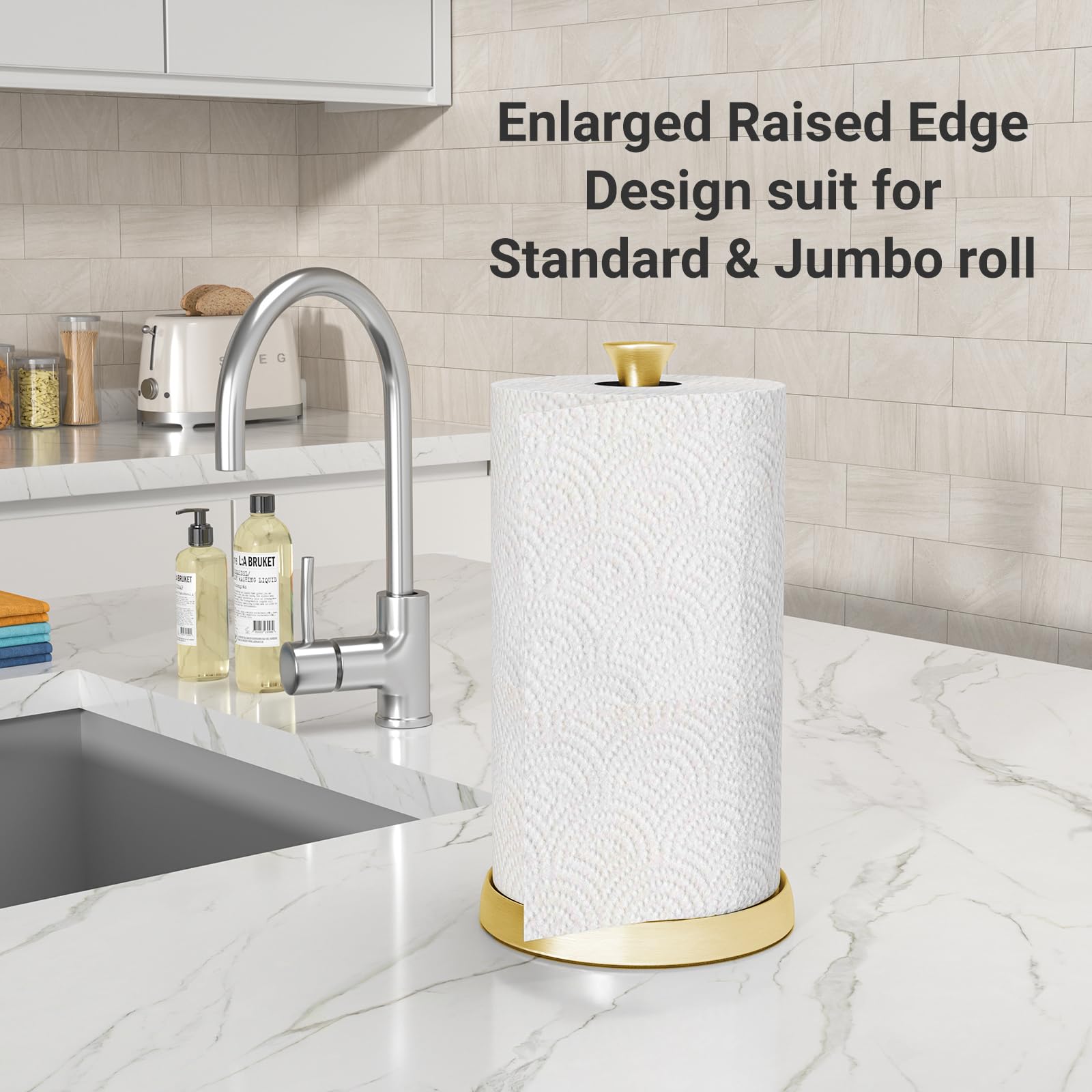 Swaitee Paper Towel Holder, Stainless Steel Gold Paper Towel Holder