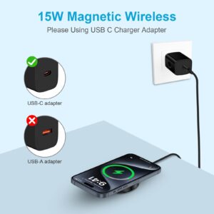 15W Magnetic Wireless Charger iPhone Fast Charging for Car Google Pixel 8 Pro/7/6/5/4/2XL Magnet Charger Cable Dock Compatible for MagSafe Charger iPhone 15 14 13 Samsung Galaxy Z Flip 5/4 S23 S21 20