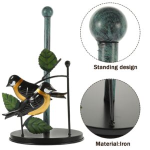 Zerodeko Birds Paper Towel Holder Metal Farmhouse Towel Stand Roll Towel Rack Countertop Napkin Dispenser for Home Living Room Kitchen Decor