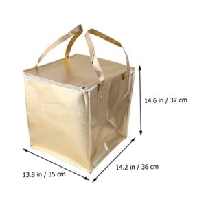 SHOWERORO 1pc Gold Coated Non-woven Insulation Bag Ice Bag Picnic Cooler Bag Zipper Tote Bag Insulated Cake Bag Cake Tote Bag Portable Cooler Bag Meal Food Baby Non-woven Fabric