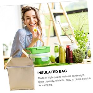 SHOWERORO 1pc Gold Coated Non-woven Insulation Bag Ice Bag Picnic Cooler Bag Zipper Tote Bag Insulated Cake Bag Cake Tote Bag Portable Cooler Bag Meal Food Baby Non-woven Fabric