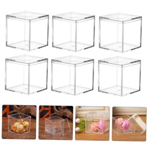 GLEAVI Clear Square Cube 60 Pcs Packing Box Candy Containers Party Candy Bag Party Gift Candy Cake Gift Container Candy Packaging Case Party Candy Storage Cases Seal Specimen Acrylic