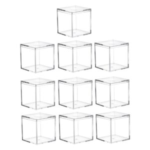 GLEAVI Clear Square Cube 60 Pcs Packing Box Candy Containers Party Candy Bag Party Gift Candy Cake Gift Container Candy Packaging Case Party Candy Storage Cases Seal Specimen Acrylic