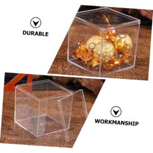 GLEAVI Clear Square Cube 60 Pcs Packing Box Candy Containers Party Candy Bag Party Gift Candy Cake Gift Container Candy Packaging Case Party Candy Storage Cases Seal Specimen Acrylic