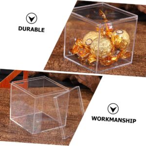 GLEAVI Clear Square Cube 60 Pcs Packing Box Candy Containers Party Candy Bag Party Gift Candy Cake Gift Container Candy Packaging Case Party Candy Storage Cases Seal Specimen Acrylic