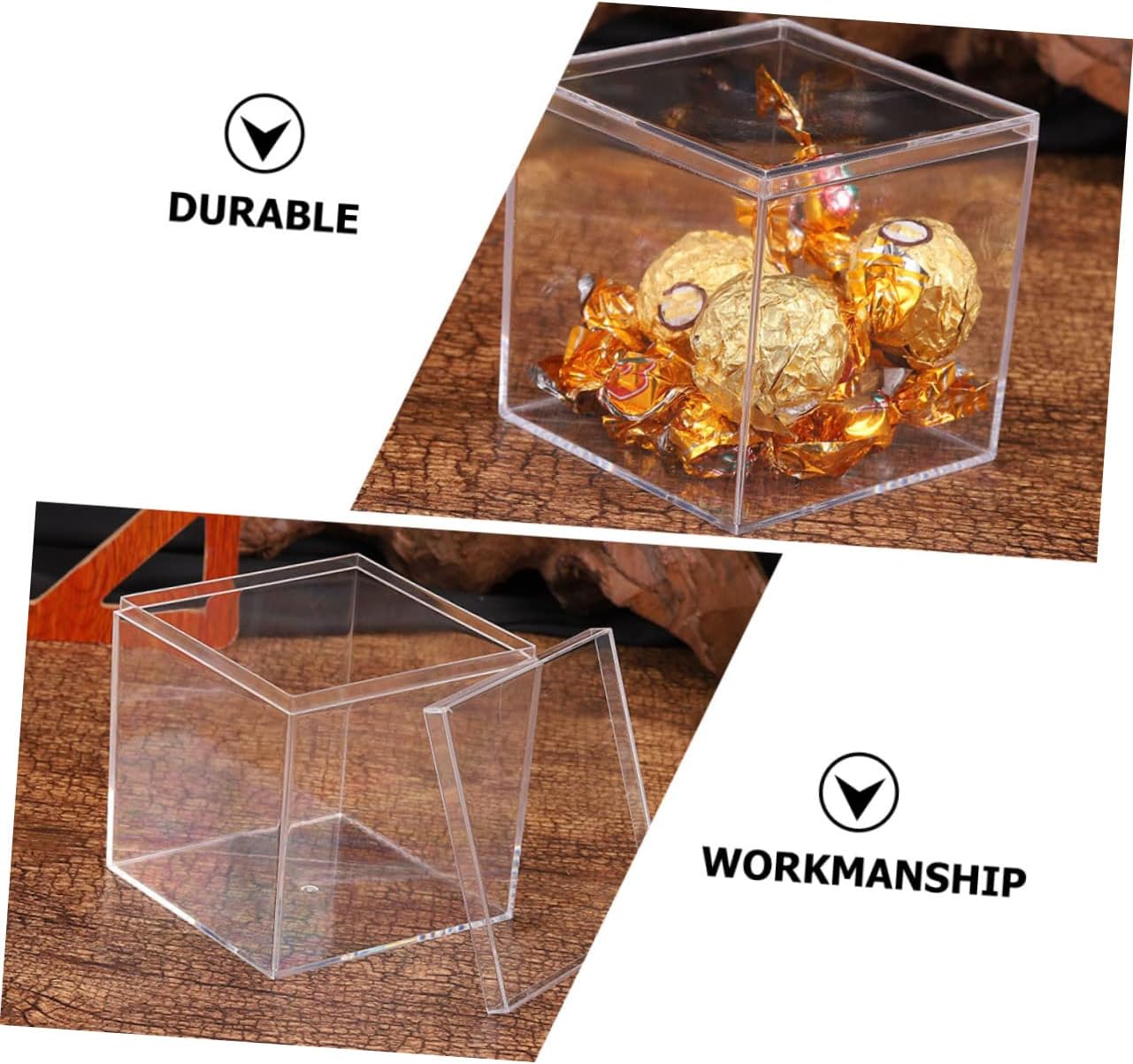 GLEAVI Clear Square Cube 60 Pcs Packing Box Candy Containers Party Candy Bag Party Gift Candy Cake Gift Container Candy Packaging Case Party Candy Storage Cases Seal Specimen Acrylic