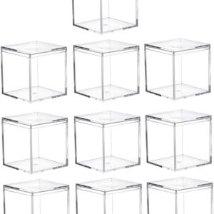 GLEAVI Clear Square Cube 60 Pcs Packing Box Candy Containers Party Candy Bag Party Gift Candy Cake Gift Container Candy Packaging Case Party Candy Storage Cases Seal Specimen Acrylic