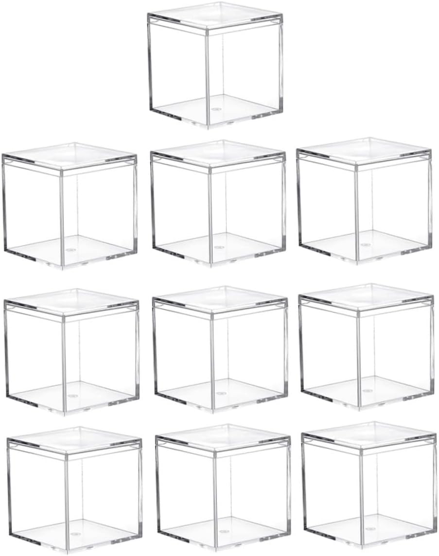 GLEAVI Clear Square Cube 60 Pcs Packing Box Candy Containers Party Candy Bag Party Gift Candy Cake Gift Container Candy Packaging Case Party Candy Storage Cases Seal Specimen Acrylic