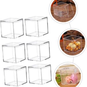 GLEAVI Clear Square Cube 60 Pcs Packing Box Candy Containers Party Candy Bag Party Gift Candy Cake Gift Container Candy Packaging Case Party Candy Storage Cases Seal Specimen Acrylic