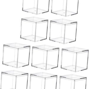 GLEAVI Clear Square Cube 60 Pcs Packing Box Candy Containers Party Candy Bag Party Gift Candy Cake Gift Container Candy Packaging Case Party Candy Storage Cases Seal Specimen Acrylic