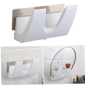 SHOWERORO Cabinet Door Storage Mount Pot Lid Holder Pot Lid Organizer Sucker Lid Rack Pan Cover Rack Drain Storage -mounted White Storage Rack Lid Rack