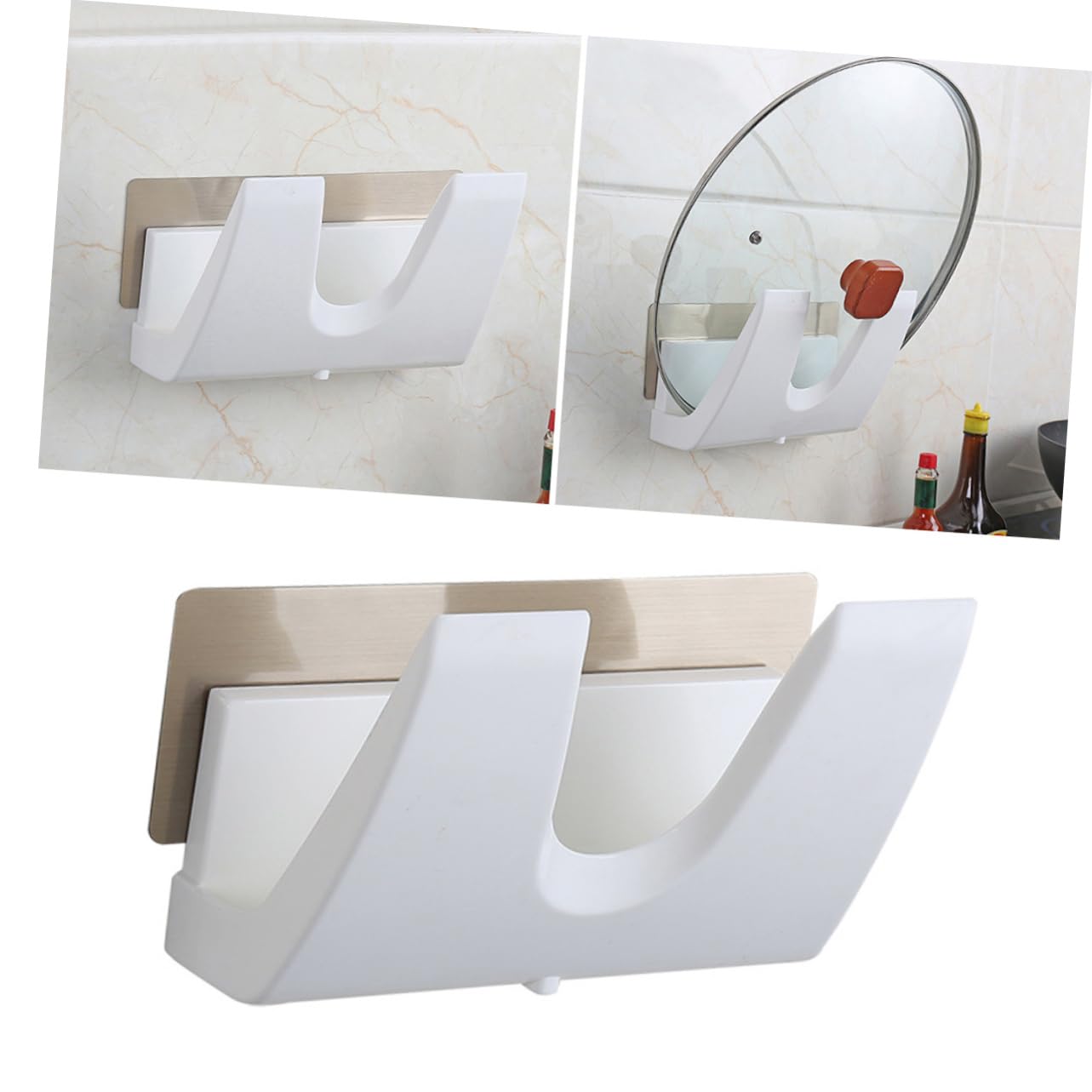 SHOWERORO Cabinet Door Storage Mount Pot Lid Holder Pot Lid Organizer Sucker Lid Rack Pan Cover Rack Drain Storage -mounted White Storage Rack Lid Rack