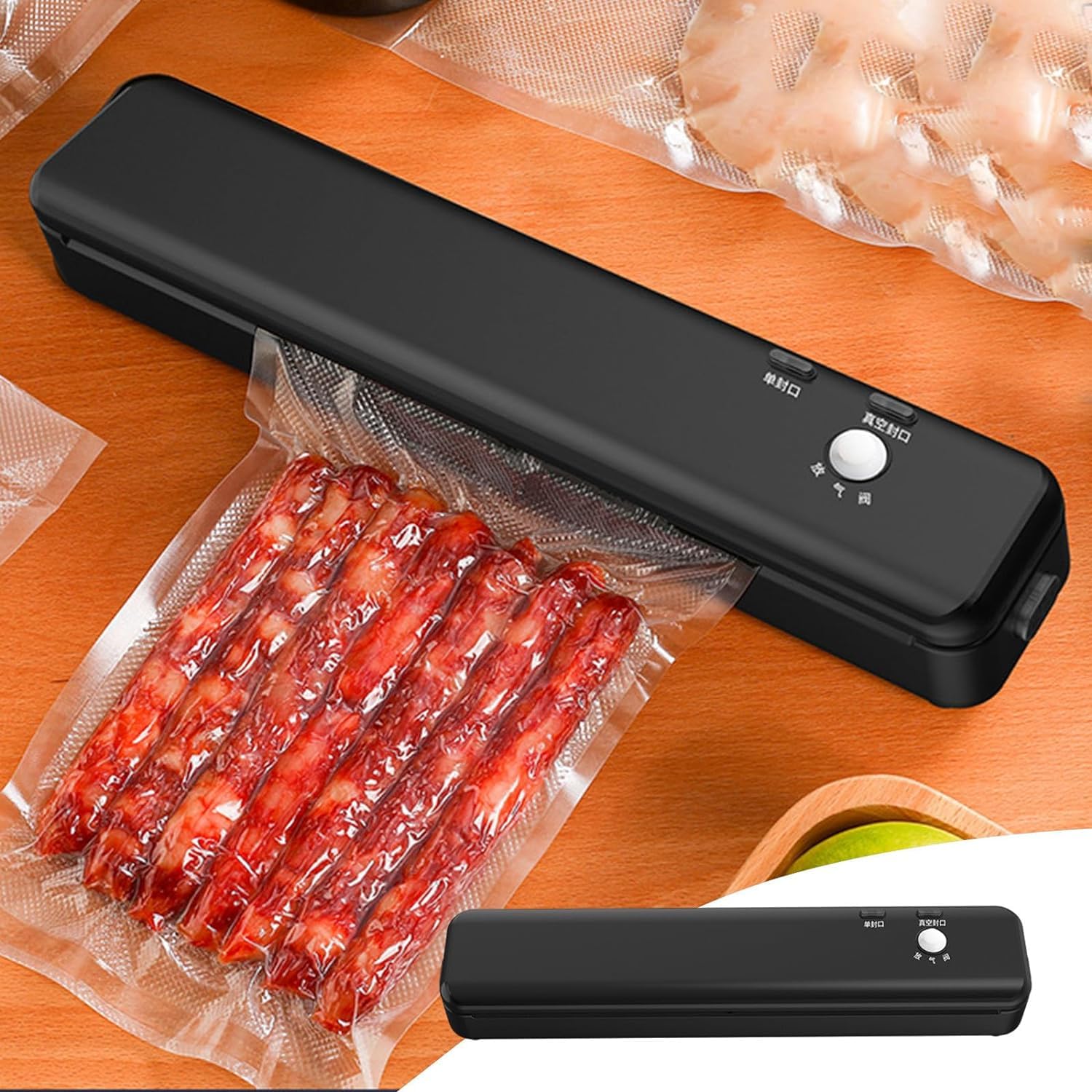 Vacuum Sealer - Automatic Food Vacuum Sealer with LED Indicator, Food Vacuum Sealer for Food Preservation Airtight Packaging System, Compact Design (Black)