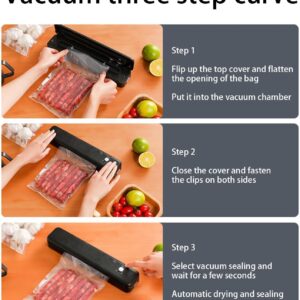 Vacuum Sealer - Automatic Food Vacuum Sealer with LED Indicator, Food Vacuum Sealer for Food Preservation Airtight Packaging System, Compact Design (Black)