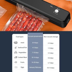 Vacuum Sealer - Automatic Food Vacuum Sealer with LED Indicator, Food Vacuum Sealer for Food Preservation Airtight Packaging System, Compact Design (Black)