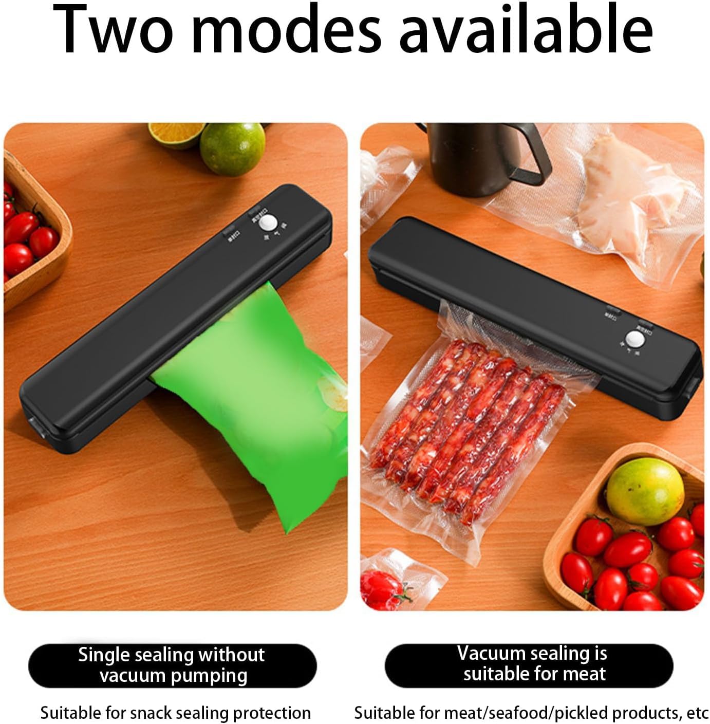 Vacuum Sealer - Automatic Food Vacuum Sealer with LED Indicator, Food Vacuum Sealer for Food Preservation Airtight Packaging System, Compact Design (Black)