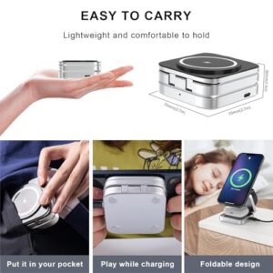 YeeCASE Foldable 3 in 1 Charging Station, Magnetic Wireless Charger, Fast Mag-Safe Charger Stand for iPhone 15 14 13 12 Pro/Max/Plus, for AirPods 3/2/Pro, for iWatch (Adapter Included) (Black)