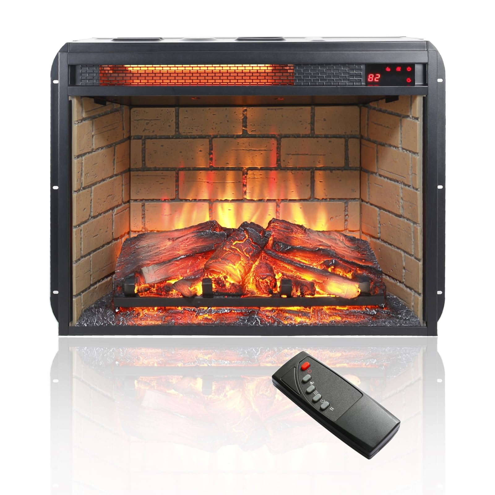 Xshelley 23 inch Infrared Quartz Electric Fireplace Inserts, Electric Fireplace Wall-Mounted, Electric Foreplace with Remote Control, Realistic Flame, 1500W Heat/ 5018 BTU (23 inch)