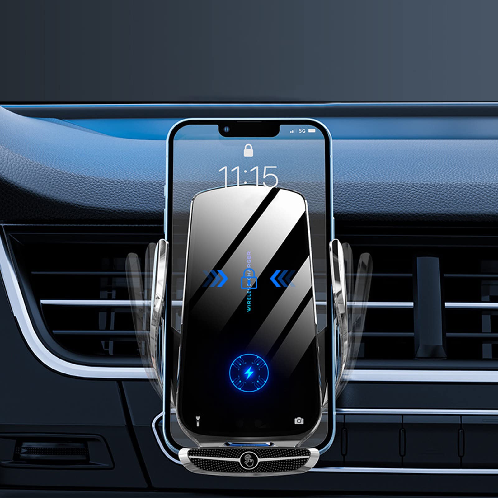 Fast Wireless Charger for Car - Phone Charging Holder with Auto Clamping - Fast Charging Car Mount - Magnetic Charger Mobile Phone Bracket - Wireless Charger for Car - Strong