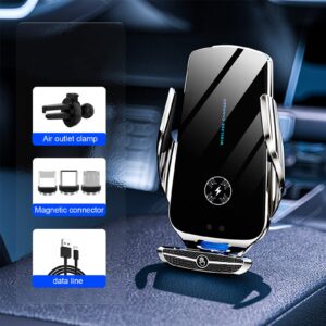 Fast Wireless Charger for Car - Phone Charging Holder with Auto Clamping - Fast Charging Car Mount - Magnetic Charger Mobile Phone Bracket - Wireless Charger for Car - Strong