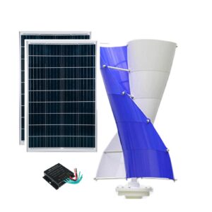 oloneto 3kw vertical axis wind turbine kit 12v 24v 48v household wind and photovoltaic power generation complementary system with controller + 100w*2 solar panels (color : 12v)