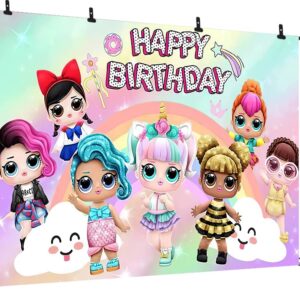 5X3FT Doll Toy Them Backdrop Happy Birthday Photo Photography Backdrops Dolls Girls Birthday Party Background Newborn Baby Shower Banner