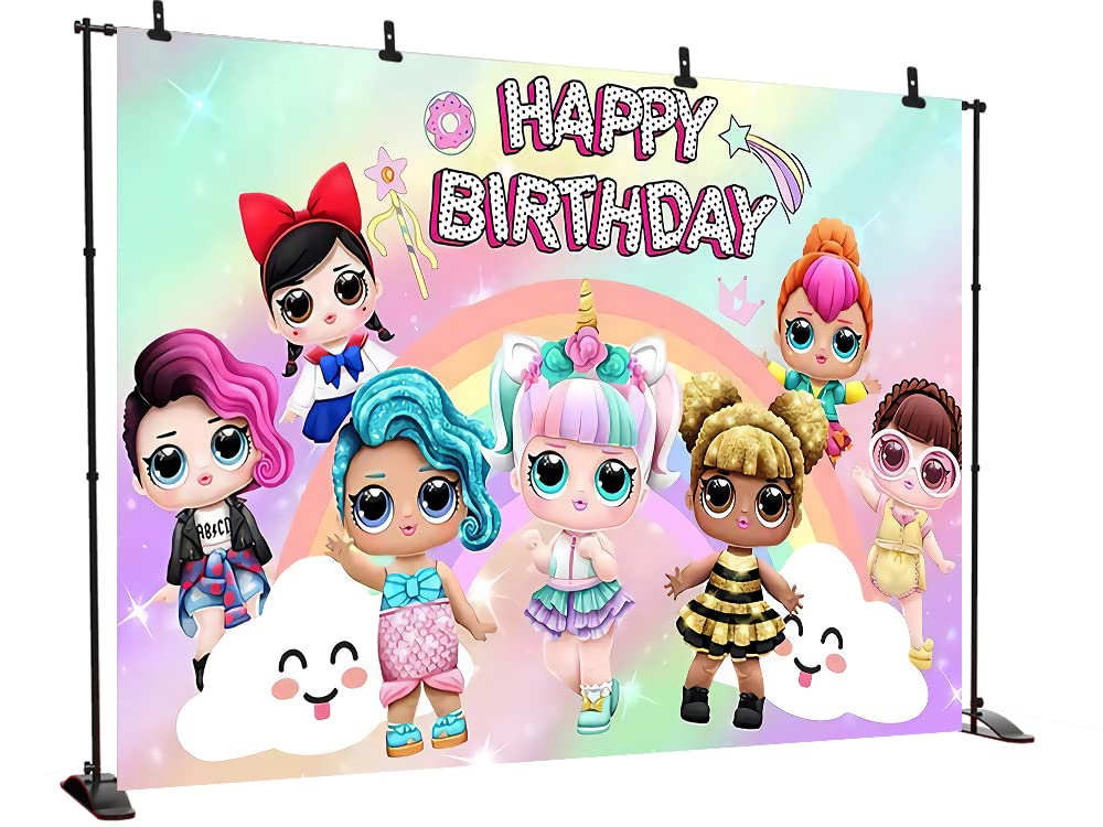 5X3FT Doll Toy Them Backdrop Happy Birthday Photo Photography Backdrops Dolls Girls Birthday Party Background Newborn Baby Shower Banner