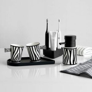 grfit soap dispenser hand soap dispenser 5-pc black and white striped ceramics bathroom set with soap dispenser, toothbrush holder, tumbler, tray manual soap dispenser soap dispenser with pump