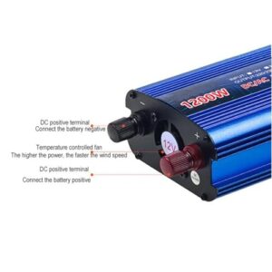 Solar Inverter 500w-2500w Car Inverter 12v24v48v to 220v Solar Inverter Car Truck Electric Household Power Converter (Color : 12V, Size : 1200w)