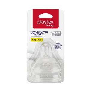 Playtex Baby NATURALATCH Comfort Nipple, Switch from Breastfeeding to Bottle, Most Like Mom Feel, Slow Flow, 2 Count