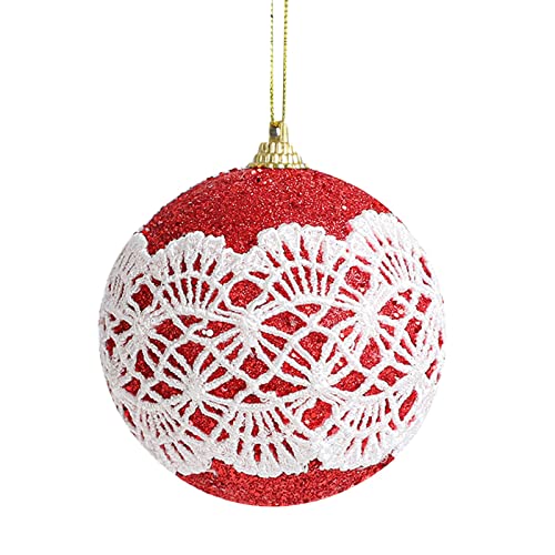 Christmas Tree Lace Foam Christmas Dip Powder Hanging Ornament 8cm Charm Christmas Decorations Ornament Handmade (Red, One Size)