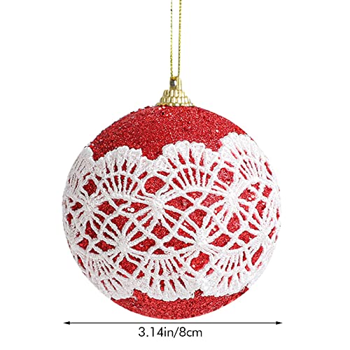 Christmas Tree Lace Foam Christmas Dip Powder Hanging Ornament 8cm Charm Christmas Decorations Ornament Handmade (Red, One Size)