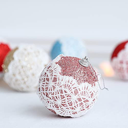 Christmas Tree Lace Foam Christmas Dip Powder Hanging Ornament 8cm Charm Christmas Decorations Ornament Handmade (Red, One Size)