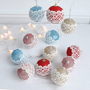 Christmas Tree Lace Foam Christmas Dip Powder Hanging Ornament 8cm Charm Christmas Decorations Ornament Handmade (Red, One Size)