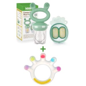 haakaa baby feeder & dinky digits palm teether combo