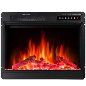 r.w.flame electric fireplace,insert-freestanding fireplace,recessed 23''electric fireplace heater with infrared quartz&remote control,adjustable led flame brightness&2 power settings 750w/1500w black