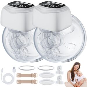 breast pump hands free breast pump, wearable breast pump with soft double-sealed flange, wireless electric breast pump with 3 modes & 9 levels, no leakage