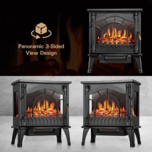 Havato Electric Fireplace Stove Overheating-Protection, Realistic Flame, 5100 BTU Output,Freestanding Electric Fireplace Heater for Indoor Use (20.08" W x 22.83" H)