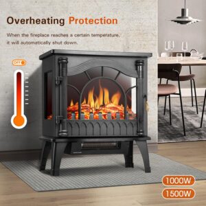 Havato Electric Fireplace Stove Overheating-Protection, Realistic Flame, 5100 BTU Output,Freestanding Electric Fireplace Heater for Indoor Use (20.08" W x 22.83" H)